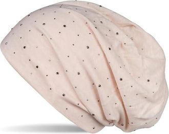 styleBREAKER Bonnet Classique Type Beanie, avec Application de Beaux Clous en Strass, Unisexe 04024037, Couleur:Cr&egrave;me-Beige