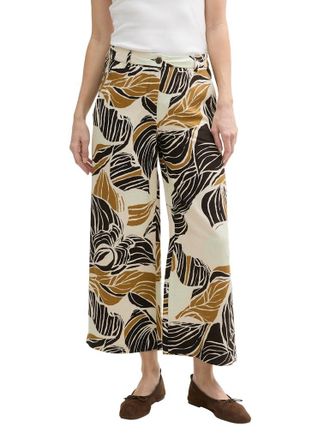 Tom Tailor Damen 1046507 Culotte Hose, 37999-Neutral Cut Leaves Design, 40W / 28L
