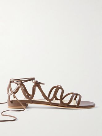 Manolo Blahnik Fawdaflat Sandalen Aus Leder - Braun