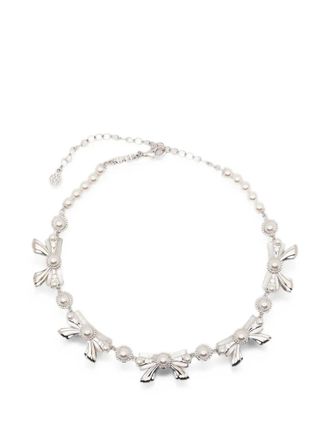 Yvmin Necklace With Bows And Pearls Pearl Bowknot Nacre