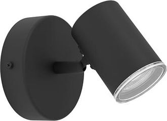 Eglo Spot Wandlampe Consuma 1, Leselampe mit flexiblem Stahler, Wandleuchte f&uuml;r Wohnzimmer und Badezimmer, Wandstrahler aus Stahl in Schwarz, GU10 Fassung,