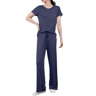 Generic V&ecirc;tements de sport 2 pi&egrave;ces pour femme 2026 automne 2026 Pull &agrave; manches longues et pantalon long Ensemble de jogging pour femme, bleu ciel, XXL