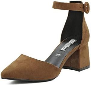 Queen Helena Escarpins Femme avec Bride Talon Moyen Bout Fermé Confortables Élégants Légers Décontractés ZM7001 Marron 40