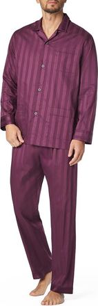 Novila Herren Pyjama rot Reine Baumwolle Gestreift,unifarben