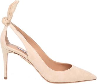 Aquazzura Hohe Schuhe - Bow Tie Pump In Nude Suede - Gr. 39,5 (EU) - in Beige - f&uuml;r Damen