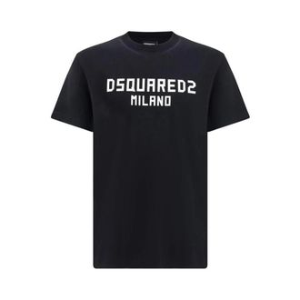 Dsquared2 Baumwoll T-Shirt mit Rundhalsausschnitt - - Tops - Herren - Schwarzk - S