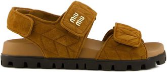 Miu Miu Gesteppte Sporty Sandalen mit Doppelriemen - Braun