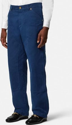 Versace Petrol blue cotton carpenter trousers