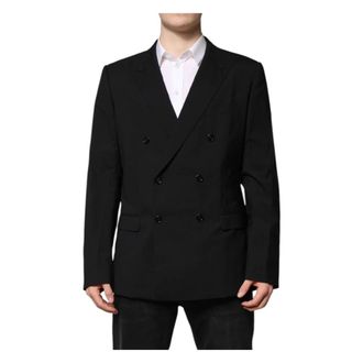 Dolce & Gabbana Schwarzer Martini Doppelreihiger Anzugmantel - - Jackets - Herren - Schwarzk - 2XL