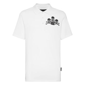 Philipp Plein Homme, Tops, Blanc, Taille: 3XL Polo SS Skull