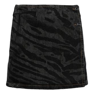 Ganni Schwarzer Mini-Wickelrock aus Denim - - Skirts - Damen - Schwarzk - L