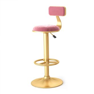 Generic Verstellbarer, drehbarer Barhocker aus Samt mit R&uuml;ckenlehne - Tresenh&ouml;he f&uuml;r K&uuml;che, Bistro, Kneipe, Esszimmer, gepolsterter Stuhl