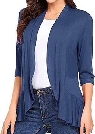 Generic Cardigan l&eacute;ger pour femme - Cardigan &eacute;l&eacute;gant pour femme - Couleur pure - Manteaux ouverts sur le devant - Coupe r&eacute;guli&egrave;re - Cardigan de travail d&eacute;cont