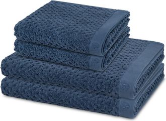 ROSS Harmony 4er Set Handt&uuml;cher - 2X Handtuch & 2X Duschtuch - Walkfrottee 520g/m&sup2;, 100% Baumwolle, hautfreundlich, saugstark & pflegeleicht - Elegante Sti