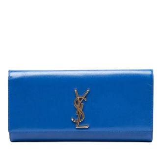 Saint Laurent Pre-owned Leather Clutch - - Pre-owned - Damen - Blau - ONE SIZE