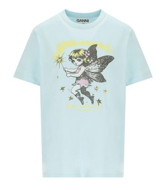 Ganni T-SHIRT FAIRY BLEU CLAIR GANNI