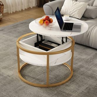 Vicco Table basse Marlo, Blanc/Or, 57x57cm, Vicco