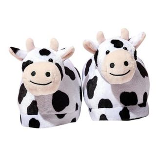 Valiclud Pantoufles Intérieur Femme Hiver Peluche Cartoon Vache Confortables Chaudes Anti-dérapantes