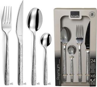 Amefa 24-teiliges Tafelbesteck f&uuml;r 6 Personen - Calligraphy - Edelstahl 18/0, hochglanzpoliert