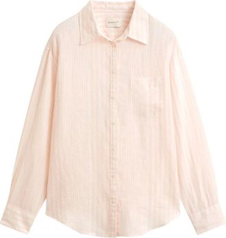 GANT Femme, Blouses et Chemises, Rose, Taille: 38 FR Camicia di lino a righe relaxed fit