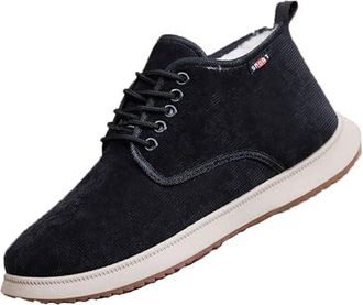 Generic Bottes de neige pour homme &agrave; lacets avec doublure en peluche chaude - L&eacute;g&egrave;res et antid&eacute;rapantes - Chaussures de marche plates - Chaussures d&eacute;contract&eacute;