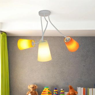 Licht-Erlebnisse Deckenlampe Kinderzimmer Innen, bunt, Stoffschirme, flexibel, verstellbar, Orange, Gelb, Grün, 3-flammig, E27, Kinderzimmer Lampe Decke