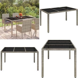 vidaXL Gartentisch mit Glasplatte Grau 150x90x75 cm Poly Rattan - Gartentisch mit Glasplatte - Gartentische mit Glasplatten - Home & Living