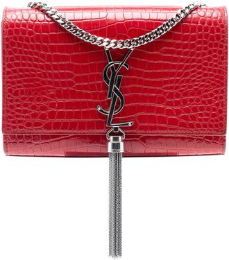 Saint Laurent Hobo Bags - Small Embossed Leather Kate Tassel Crossbody - Gr. unisize - in Rot - f&uuml;r Damen