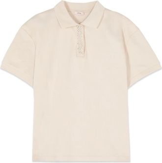 Oltre Femme, Tops, Beige, Taille: 46 FR Polo T-shirt avec Cristaux