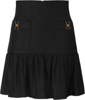 Elisabetta Franchi Femme, Jupes, Noir, Taille: 40 FR Linen Blend Skirt