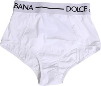 Dolce & Gabbana Femme, Sous-v&ecirc;tements, Blanc, Taille: 36 FR Culotte Blanche en Nylon avec Logo sur la Taille