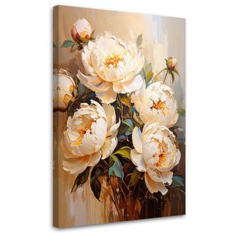 Artgeist Quadro Su Tela, Peonie Crema Bouquet - 60x90