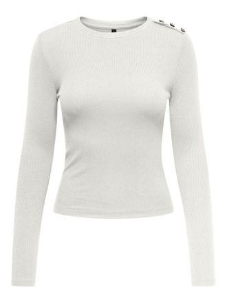 Only Damen Onlcheckie Life L/S Box JRS Top, Cloud Dancer/Detail:Rhinestones, Large