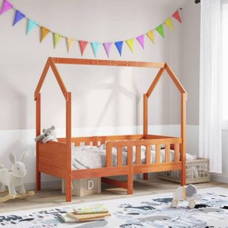 vidaXL Kinderbett Hausbett Wachsbraun 80x160 cm Massivholz Kiefer Vidaxl