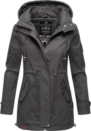 Marikoo Damen Jacke Fr&uuml;hling &Uuml;bergangsjacke leicht Parka Mantel Kapuze B690 [B690-Nyok-Anthrazit-Gr.S]