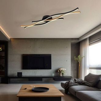 Globo Lighting Plafonnier led lampe de salon plafonnier aluminium noir 1 ampoule, m&eacute;tal plastique, 1x led blanc chaud 1250 lm, l 108 cm