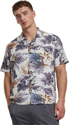 Urban Classics Herren Hemd Viscose AOP Resort Shirt, lässiges Hemd für Männer, mit floralem Print, erhältlich in vielen Farbvarianten, Größen XS-5XL