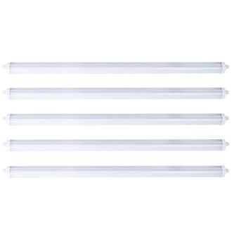 ETC Shop Wannenleuchte LED Feuchtraumlampe wei&szlig; Werkstattleuchte Industrie IP65, Kunststoff, 1x LED 48W 5760lm 4000K neutralwei&szlig;, LxBxH 150x6,5x5,8 cm, 5er Set