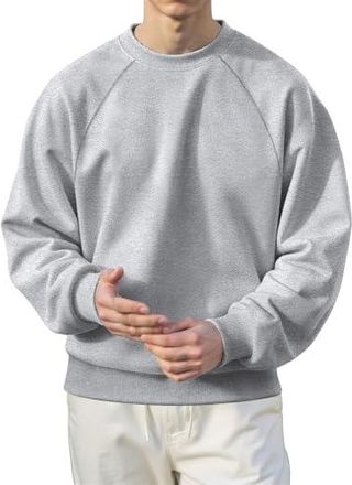 Generic Pull à col rond pour homme - Hiver - Manches longues - Sweat à capuche sans capuche - Vêtement dextérieur - Sweat-shirt à manches longues - Sweatshirt