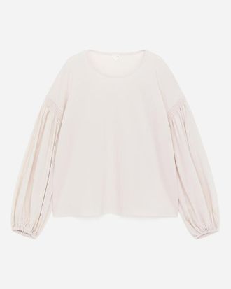 Arket Baumwollbluse Mit Ballon&auml;rmeln -Beige