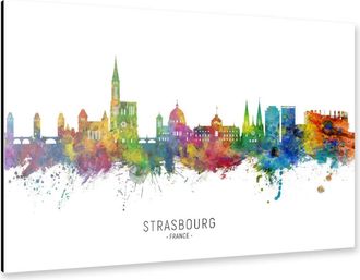 artboxONE Alu-Print 30x20 cm Strasbourg France Skyline txt von K&uuml;nstler Michael Tompsett