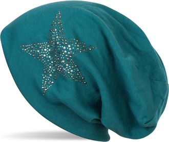 styleBREAKER M&uuml;tze Beanie M&uuml;tze mit Strass Nieten Stern