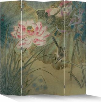 Oriëntique Paravent Raumteiler Japanisch Orientalisch Chinesisch Beidseitig L160xH180cm Spanische Wand Trennwand Room Divider Raumtrenner Sichtschutz Bedruckte C