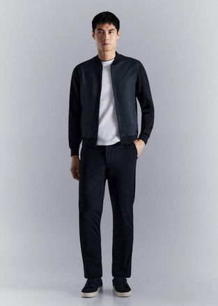 Mango Veste bomber en maille combin&eacute;e bleu marine - Homme - XL - MANGO MAN