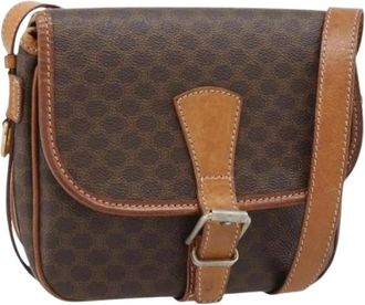 Celine Pre-owned Sac bandouli&egrave;re vintage en toile Macadam - Femme - Pre-owned - Brun - Taille: ONE Size