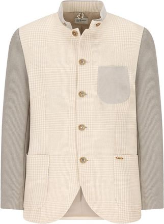 Luis Trenker Strick-Janker in Landhaus-Optik mit Veloursleder-Akzenten in