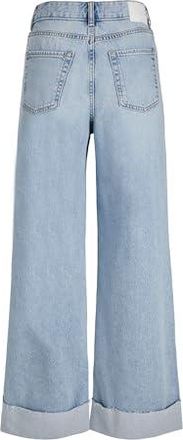 Jack & Jones Jxtokyo Wide Fold Up Hw R6169 DNM Ln, Bleu Jeans Clair, 32W / 30L Femmes