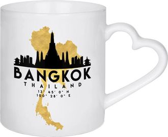 artboxONE Herztasse Bangkok Thailand Skyline MAP Art von Emiliano Deificus - Herztasse Städte