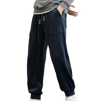 Generic Pantalon en velours c&ocirc;tel&eacute; pour homme, pantalon de surv&ecirc;tement uni avec cordon de serrage &agrave; la taille, pantalon d&eacute;contract&eacute; de couleur unie, pantalon 