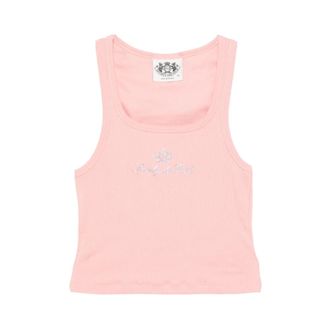 Sporty & Rich Geripptes Crop-Top mit Strassbesatz - - Tops - Damen - Rosa - M
